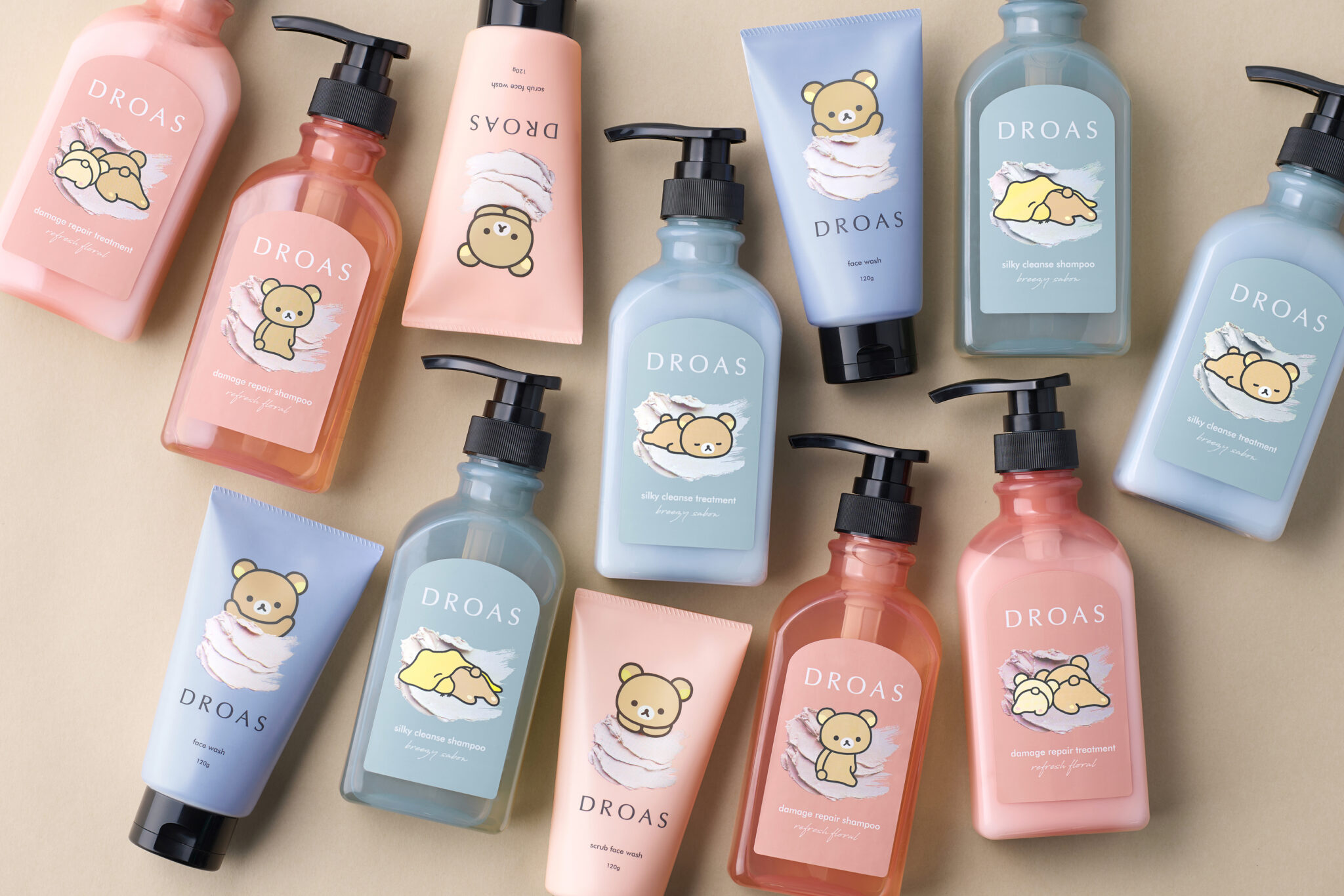 【初コラボ！リラックマとクレイビューティーブランド「DROAS」】泥*吸着でリセット**する限定スキンケア＆ヘアケアが7月1日新発売 すっぴんの肌も髪もまるっと受け止めて「いっしょにすいっち ...